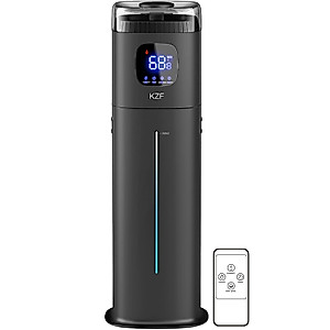 9L/2.5Gal Humidifier for Large Room Bedroom, KZF Ultrasonic Cool Mist Humidifier with Humidistat, 360°Nozzle, Last 72 Hours Suitable for Baby Home Indoor Plant (Black)