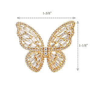 Lavencious Art Cocktail Butterfly Fashion Ring Size Adjustable from 6-8.5 Cubic Zirconia Jewelry for Women (Gold - Clear)