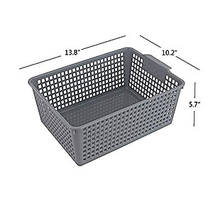 Farmoon Grey Weave Plastic Basket, Plastic Storage Baskets Organizer, 3 Packs