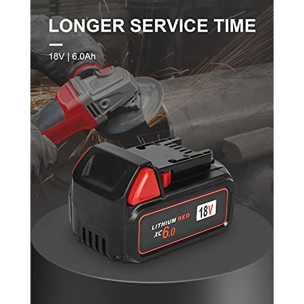 Amityke 2Packs Replacement for Milwaukee M18 Battery 6.0Ah 48-11-1860 48-11-1850 Compatible with Milwaukee M18 18V Battery Series Chargers and Tools