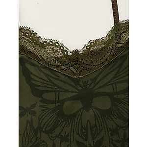 SOLY HUX Women's Y2k Gothic Lace Trim Cami Crop Top Sleeveless Sexy Tank Tops Camisole Clubwear Outfit Solid Green S