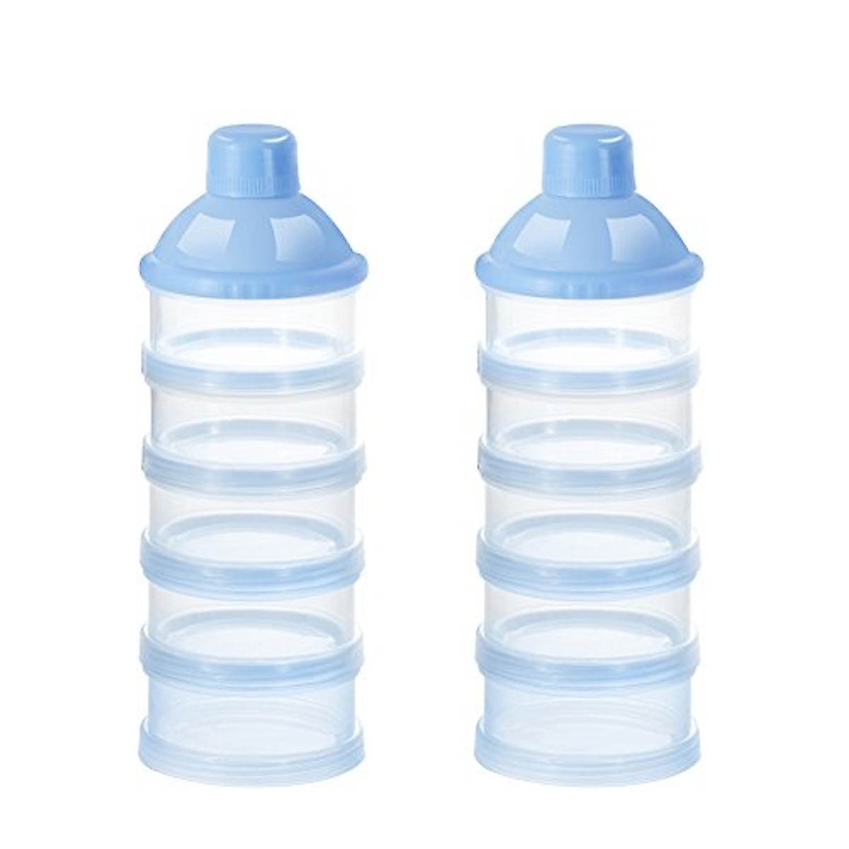 Accmor Baby Formula Dispenser, 5 Layers Stackable Formula Container, Milk Powder Formula Dispenser On The Go, Baby Feeding Travel Storage Container, BPA Free, Blue, 2 Pack