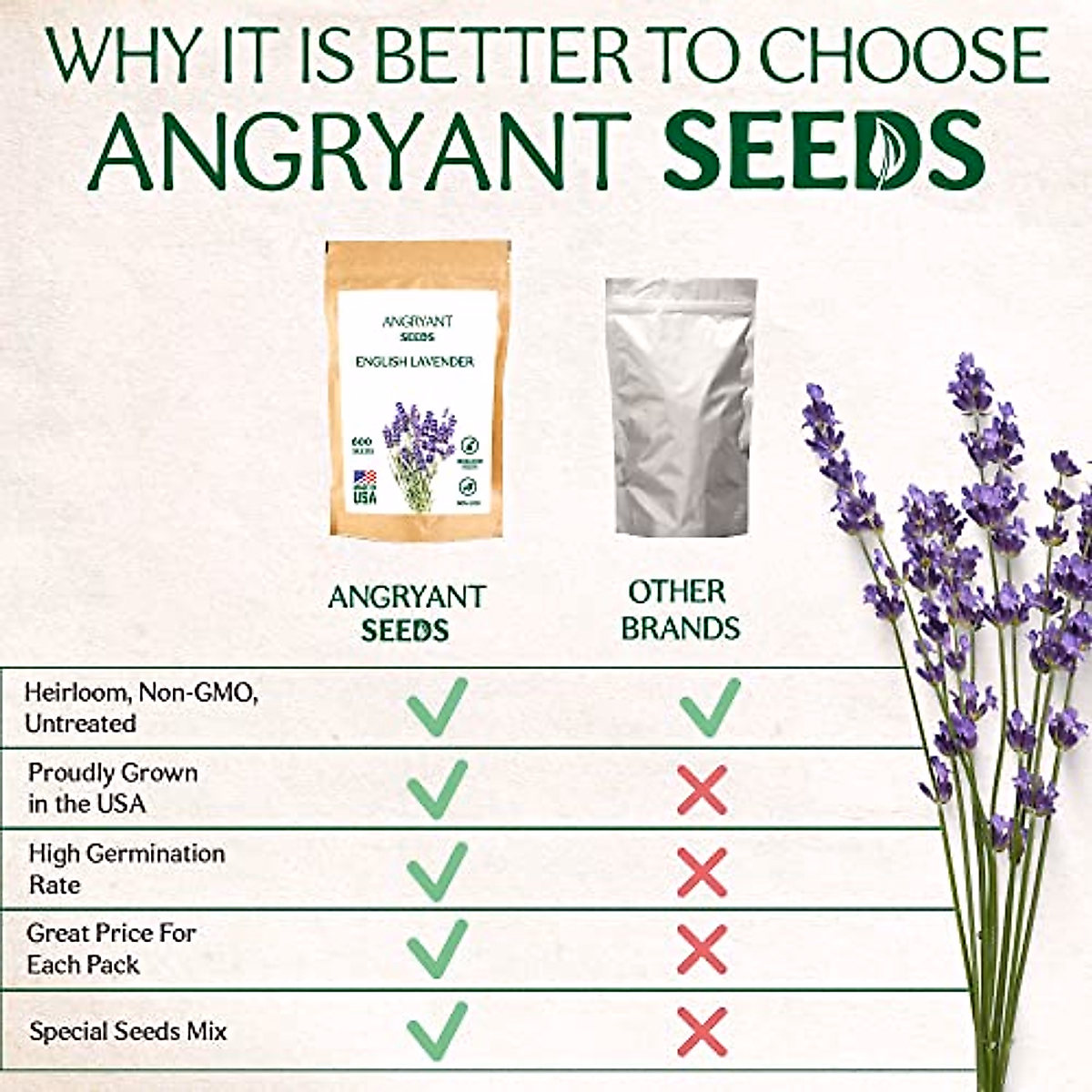 English Lavender Seeds for Planting Medicinal Herb Garden - 1,200 Heirloom, Non-GMO, Untreated Seeds - 100% USA Grown - Easy to Grow Perennial Violet-Purple Flowers - Suitable for Indoors and Outdoors