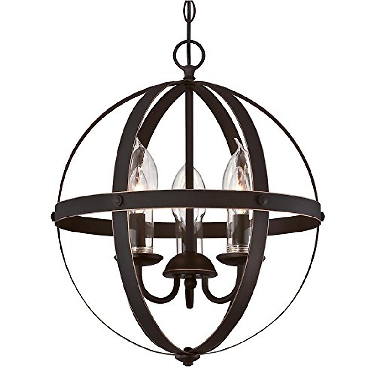 Westinghouse Lighting 6360600 Stella Mira Three-Light Chandelier, Oil Rubbed Bronze Finish with Highlights and Clear Glass Candle Covers Outdoor Pendant , Oil-rubbed Bronze