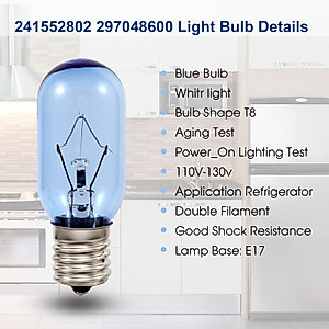 Txdiyifu T8 40W Refrigerator Light Bulb 241552802 297048600 Replacement for Whirlpool KitchenAid Electrolx Kenmore Frigidaire Light Bulb (2 Packs)