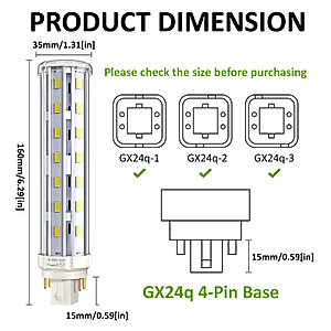 Bonlux 12W GX24Q/G24Q 4-pin Base LED Light Bulb, GX24 LED PL Recessed Light (26W CFL Equivalent) Daylight 6000K for Ceiling Light Downlights (4-Pack, Remove/Bypass The Ballast)