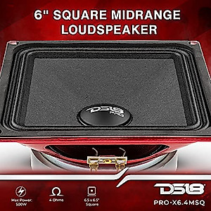 DS18 PRO-X6.4MSQ 6.5X6.5'' Square Midrange Loudspeaker 500 Watts 250W RMS 4 Ohms (1 Speaker)
