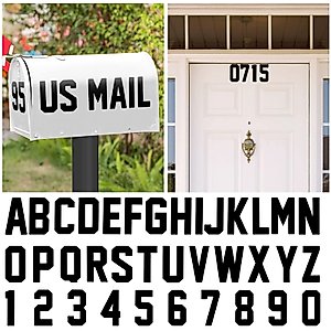 Seloom 148 PCS Mailbox Numbers and Letters Stickers Decals,3" X 7 Set Number 0-9 and 3" X 3 Set Alphabet Letter for Outside Indoor,Vinyl Self-Adhesive Waterproof Door House Address Stickers,Black