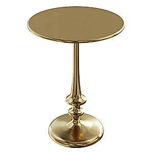 Lavish Home Side Table - Iron Pedestal Table with Antiqued Brass Finish for Couch, Loveseat, Entryway, or Bed - Vintage Living Room Furniture