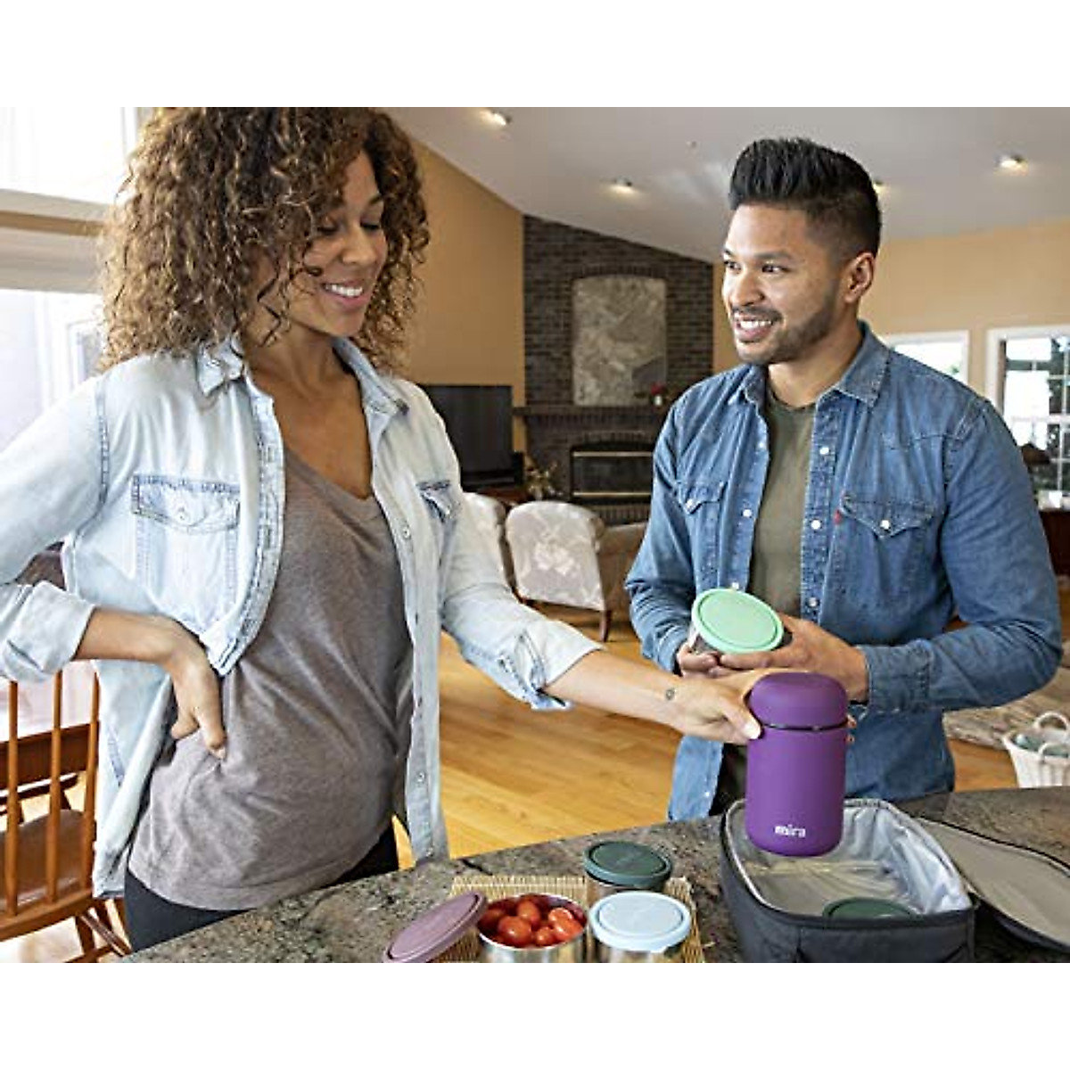 MIRA Insulated Food Jar Thermos for Hot Food & Soup, Compact Stainless Steel Vacuum Lunch Container for Meals To Go - 13.5 oz, Lilac