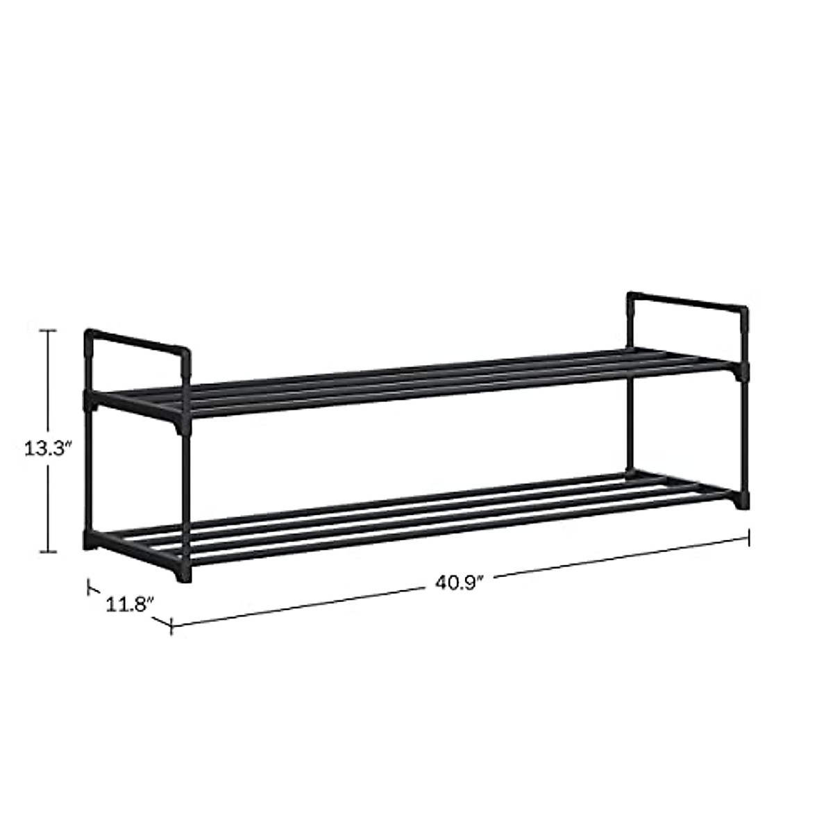 Home-Complete Rack 2-Tier Shoe Organizer for Closet, Bathroom, Entryway – Shelf Holds 10 Pairs of Sneakers, Heels, and Boots, Black