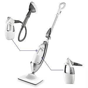 LIGHT 'N' EASY Multi-Functional steam mop Steamer for Cleaning Hardwood Floor Cleaner for Tile Grout Laminate Ceramic, 7688ANW, White