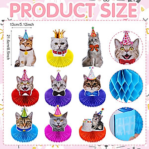 9 Pcs Cat Themed Honeycomb Centerpieces Cats Party Decorations Cat Happy Birthday Party Supplies Cat Party Cake for Kids Baby Shower Birthday Supplies