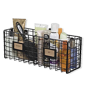 Wall35 Amalfi Wire Basket Desk Organizer, Wall Mount Rustic Decor for Home and Office Organization, Black Magazine Holder
