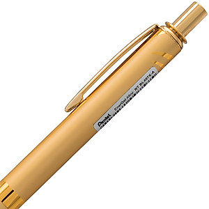 Pentel EnerGel Alloy Retractable Liquid Gel Pen, Gold Barrel, Black Ink, in gift box with info band (BL407XABX)