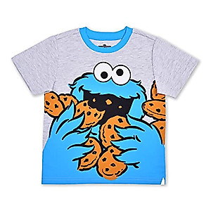 Sesame Street Elmo and Cookie Monster Boys 2 Piece T-Shirt and Short Set for Infant and Toddler- Red/Blue