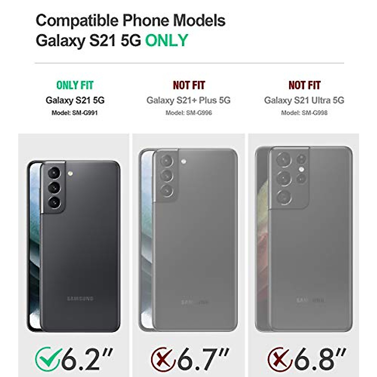 Poetic Revolution Case for Samsung Galaxy S21 5G 6.2 inch, Built-in Screen Protector Work with Fingerprint ID, Full Body Rugged Shockproof Protective Cover Case with Kickstand, Black