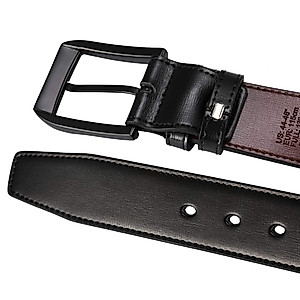 beltox fine Men’s Casual Leather Jeans Belts 1 1/2” Wide 4MM Thick Alloy Prong Buckle Work Dress Belt for Men（Black Belt with Black Buckle，36-38）