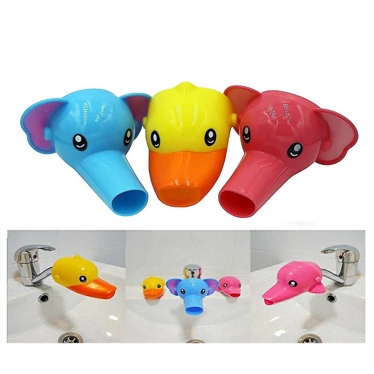 OGIFCHEN Baby and Children's faucet extension faucet guide sink extender long water hand washing device water diverter （3 Packs Dolphin）