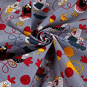 Timeless Treasures Knitting Chickens Grey, Fabric by the Yard
