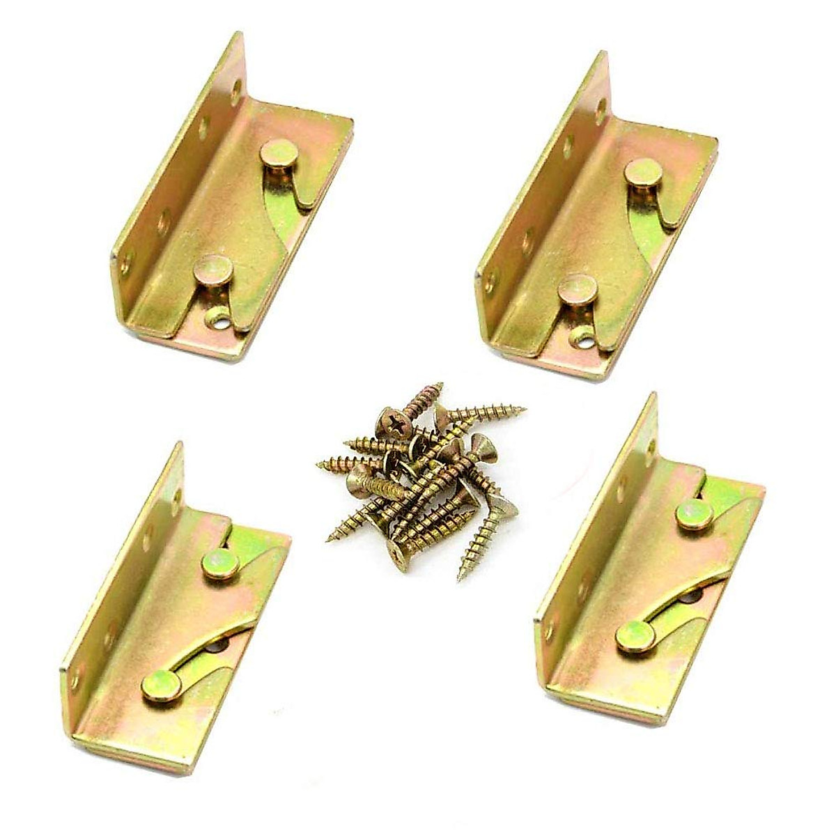 Socell 4 Sets Bed Rail Brackets Heavy Duty No-Mortise Bed Rail Fittings Wooden Bed Frame Connectors with Screws for Headboards Footboards Hold 500 pounds Maximum