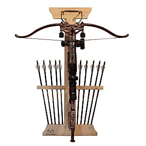 Rush Creek Creations Real tree Crossbow and 10 Arrow Bow Rack - 4 Minute Assembly - Extra Large Pegs , 18.5"L x 1.5"W x 36"H