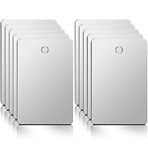 10 Pieces Featherweight Mirror Shatter Proof Plastic Mirrors Unbreakable Shower Mirror for Shaving Acrylic Travel Makeup Mirrors Hanging Pocket Mirror for Wall Women Men Bathroom, 4.3 x 2.8 Inch