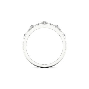 M_and_S Jewels 1/3 CT Round Shape Sparkling White Cubic Zirconia Fleur de lis Crown Women's Wedding Engagement Ring in 14K White Gold Finish 925 Sterling Silver (0.35 Cttw) Ring Size - 9