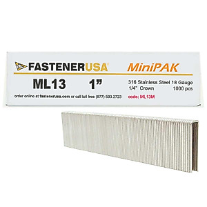 1" Leg x 1/4" Crown 18GA 316SS L13 Staples 1,000ct | ML13M