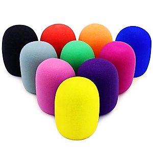 10 Pack Microphone Covers for Mic, Washable Microphone Wind Cover, Handheld microphone foam covers Black, Microphone Filter Cover for KTV Stage Device Performance（10 Colors）