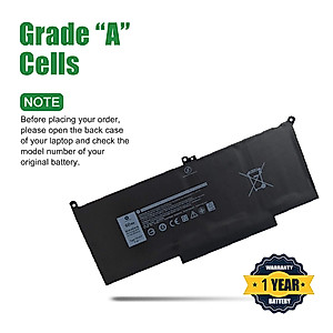 JIAZIJIA F3YGT Laptop Battery Replacement for Dell Latitude 7280 7290 E7280 E7290 7380 7390 E7380 E7390 7480 7490 E7480 E7490 Series Notebook DM3WC 0DM3WC 2X39G 7.6V 60Wh 7500mAh