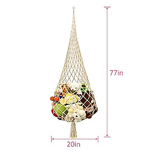 LAT LEE AND TOWN Stuffed Animal Net or Hammock Hanging Toy Net Stuff Animal Storage Hammock Organizer for Nursery Kids Room Bedroom Playroom (Beige)