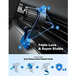 JOYTUTUS Phone Holder Car Vent Phone Mount, Never Blocking Air Vent with Extension Clip, 2 in 1 Car Phone Holder Mount for Car, Adjustable Cell Phone Holder Car, Fit iPhone Samsung All Smartphones