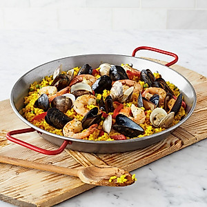 Spanish Paella Pan, 15", Serves 8, Silver