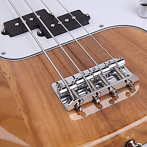 Lykos Fashion White Full Size 4-String Electric Bass Guitar Burning Fire Style (Burly Wood)