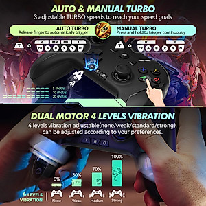 PC Controller, Wired Controller Compatible with Steam/Android/Switch/Tesla, Switch Pro Gaming Controller Gamepad Joystick with Dual-Vibration, Turbo,Macros and Screenshoot, No Battery Required(Wired Controller)