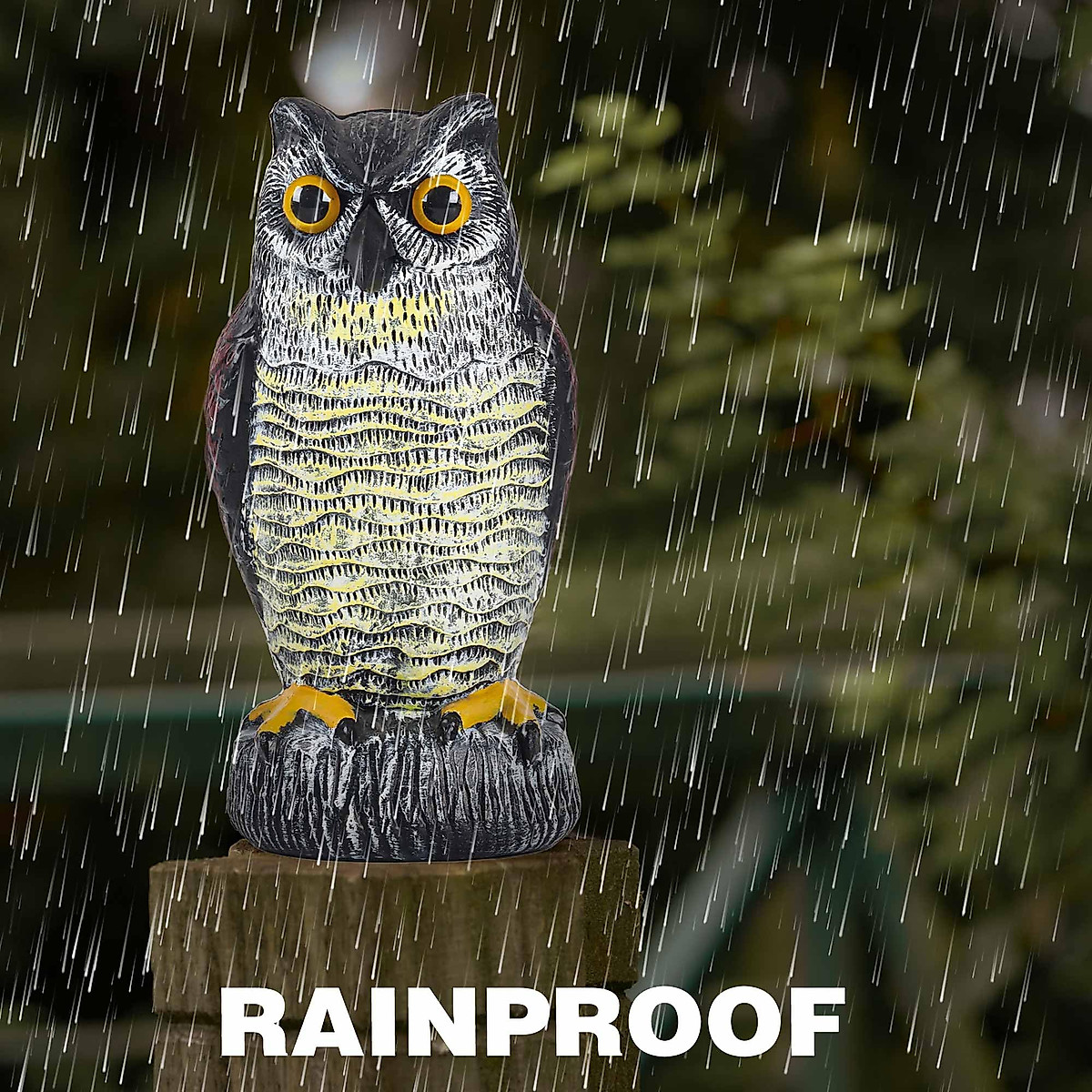 3 Pack Fake Owl Decoy to Keep Birds Away - Plastic Horned Owl Statues Bird Scarecrow Deterrents for Pigeon Hawk Squirrels Woodpecker, Halloween Decoration, Bird Scare Devices for Garden Outdoor Yard