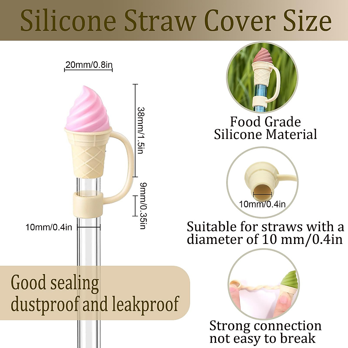4 Pcs Stanley Straw Covers Silicone Straw Topper 0.4in Dust Proof Straw Cover Cap for Stanley Cup Accessories