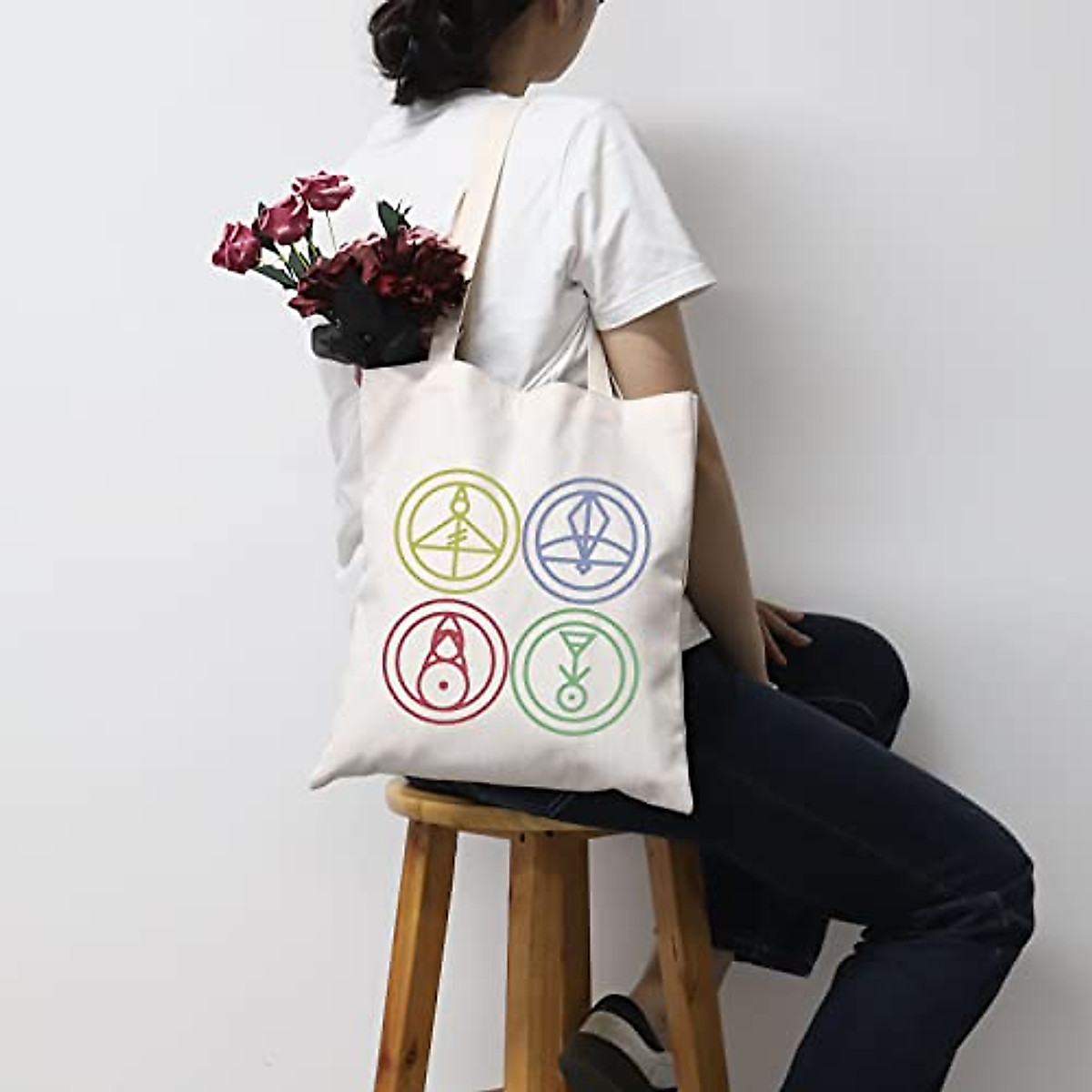 MNIGIU The Owl House Glyph Tote Bag The Owl House Fire Ice Plant Light Glyph Gift (Glyph Tote)
