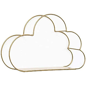 FRECI Metal Wall Hanging Storage Shelf Cloud-Shaped Wall Mount Hanging Organizer Suit for Bookshelf/Bathroom Storage Home Supplies - Bronze