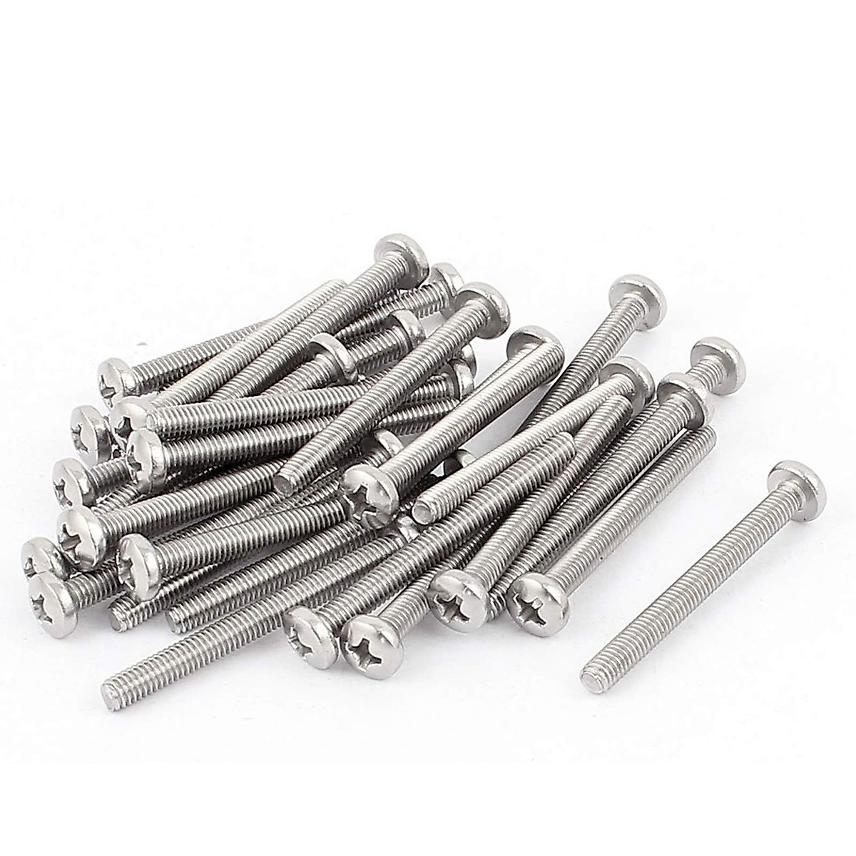 50 Pcs M4 x 40mm 304 Stainless Steel Phillips Round Pan Head Machine Screws Use for Cabinet Drawer Pull Handle, Metric Fine Thread.