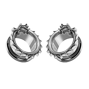 Punk Dragon Stainless Steel Screw On Ear Tunnels and Plugs Personalized Double Flared Ear Gauges Expander Stretching Tunnels Earlobe Plugs Body Piercing Jewelry for Men Women Boys Teen Girls (00g(10mm))