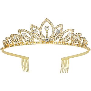 Wedding Tiara with Comb Bridal Shining Rhinestones Crystal Headband Pageant Princess Bridal Prom Decoration Party Wear Gold for Valentine's Day Mother's Day Christmas Gifts