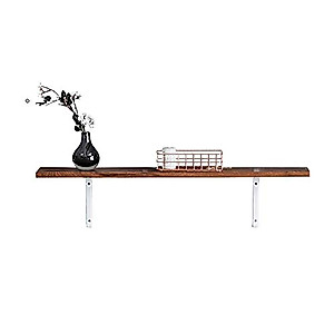 PIBM Stylish Simplicity Shelf Wall Mounted Floating Rack Shelves Iron Bracket Solid Wood Multifunction Living Room Study Simple,Thickness 2Cm,3 Sizes, Brown ,