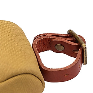 TOURBON Canvas and Leather Strap-On Bike Saddle Bag Bicycle Seat Pack Bag (Khaki)