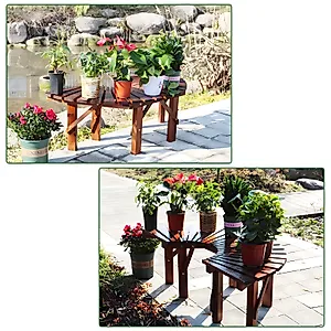 SQXLXDD Wrap Around Tree Bench, Outdoor Wooden Curved Benches Park Tree Chair, Semicircular Frame Tree Backrest Seat Wood Furniture for Garden Patio Porch Lawn Backyard (Carbonized Color)