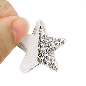 Honbay 12PCS Star Shape Rhinestone Patches Hot-Melt Adhesives Appliques Clothing Repair Decoration Patches for DIY Accessory (Silver)