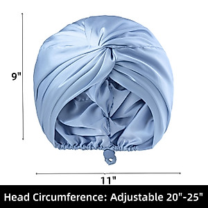 Silk Satin Bonnet for Hair Sleeping : Women Men Care Gift for Daily Travel Life, Sleep Essentials Gifts for Christmas Valentine's Day - Aqua Sky Blue