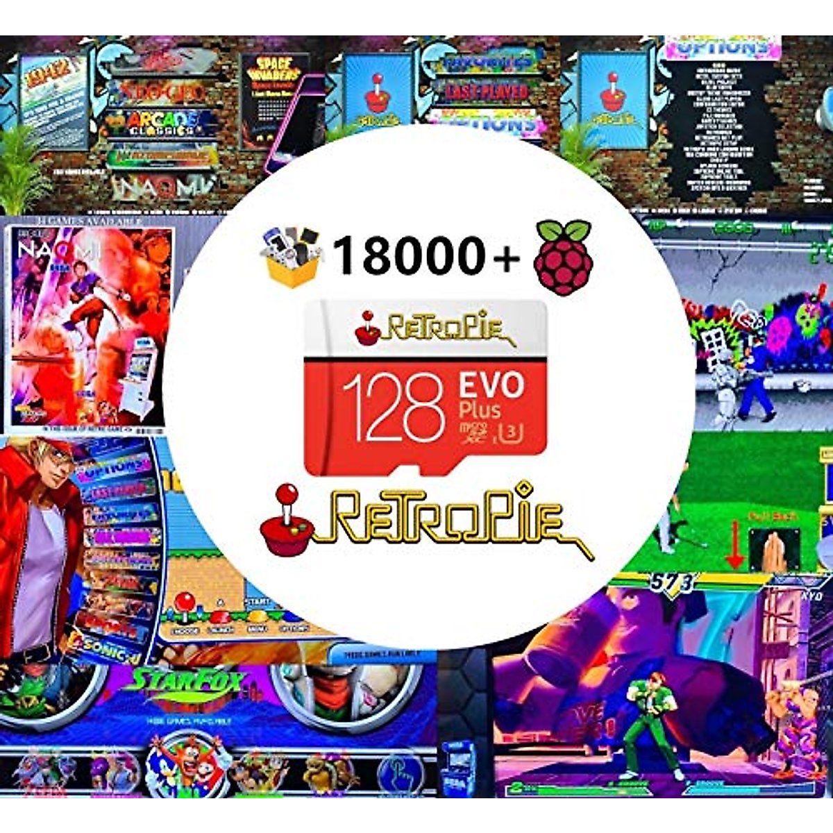 TAPDRA RetroPie SD Card 128GB for Raspberry Pi 3 B+ with 18000+ Games for 30+ Sytems Diyable Emulation Station Games Plug&Play