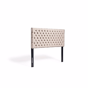 Christopher Knight Home Jezebel Button Tufted Fabric Headboard, Queen, Sand